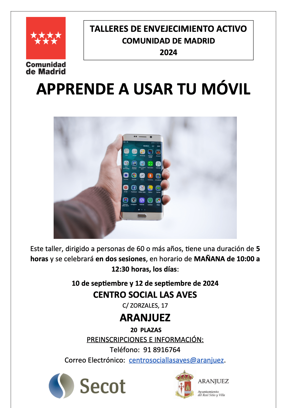 SE ABRE EL PLAZO DE INSCRIPCIÓN DEL CURSO-TALLER ‘APPRENDE A USAR TU MÓVIL’ PARA MAYORES DE 60 ...